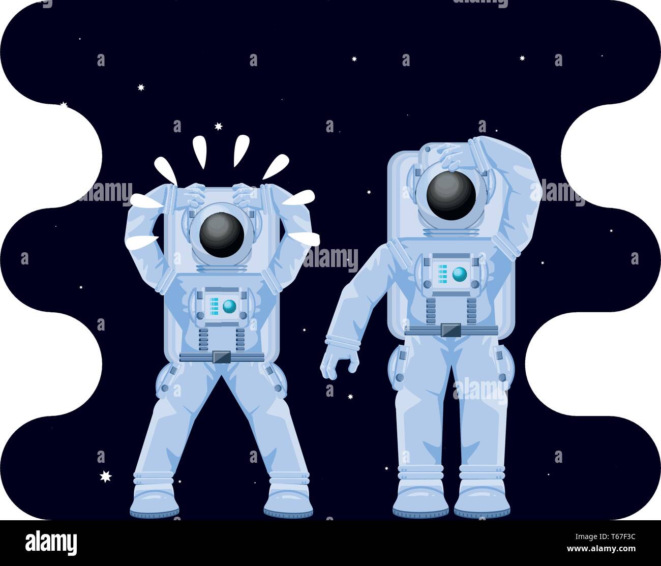 astronauts characters in space scene vector illustration design Stock ...