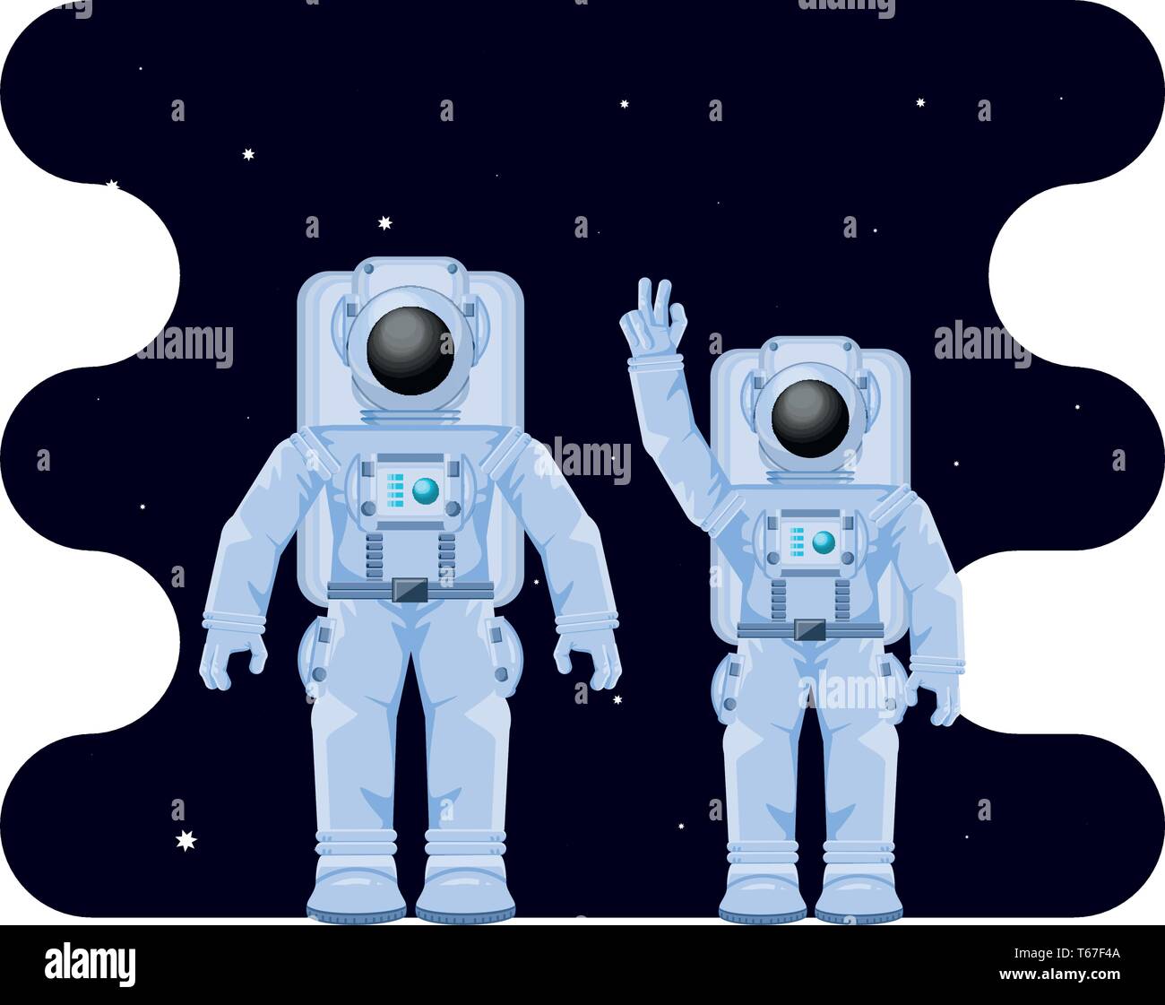 astronauts characters in space scene vector illustration design Stock ...
