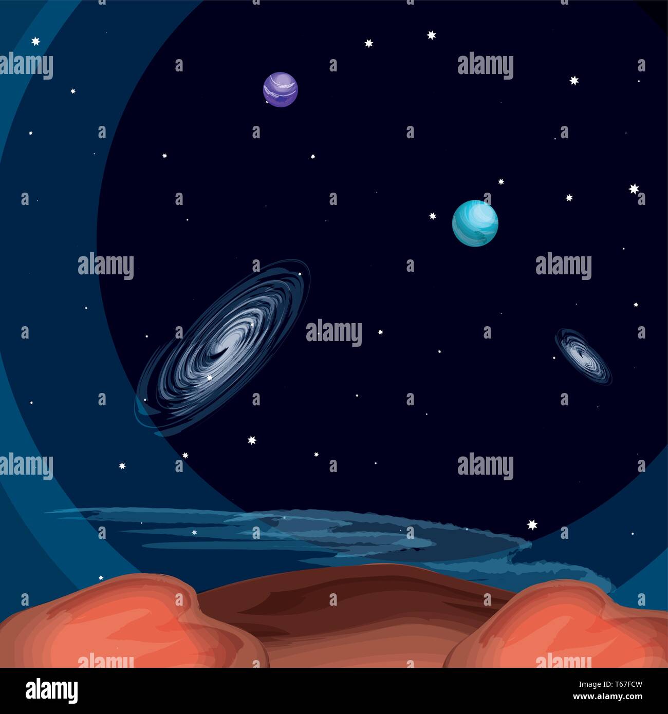 earth planet scene space vector illustration design Stock Vector Image ...