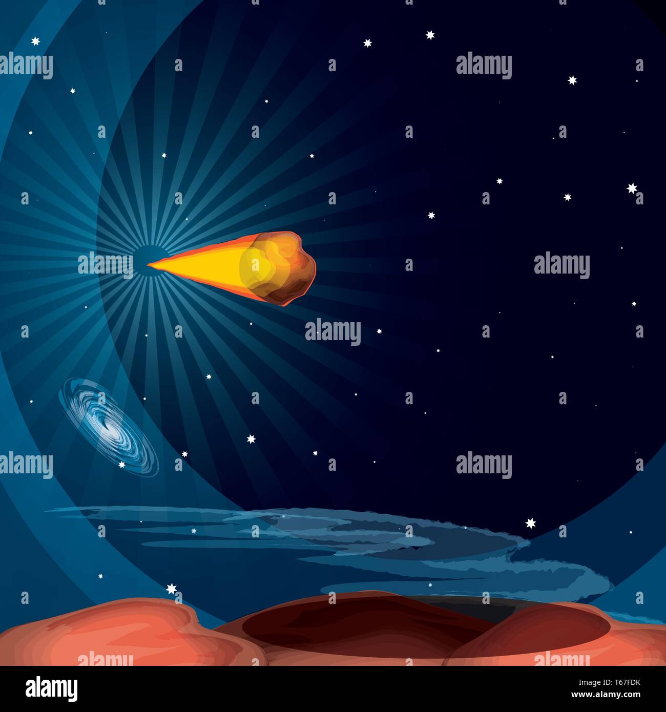 meteorite rock space scene vector illustration design Stock Vector ...