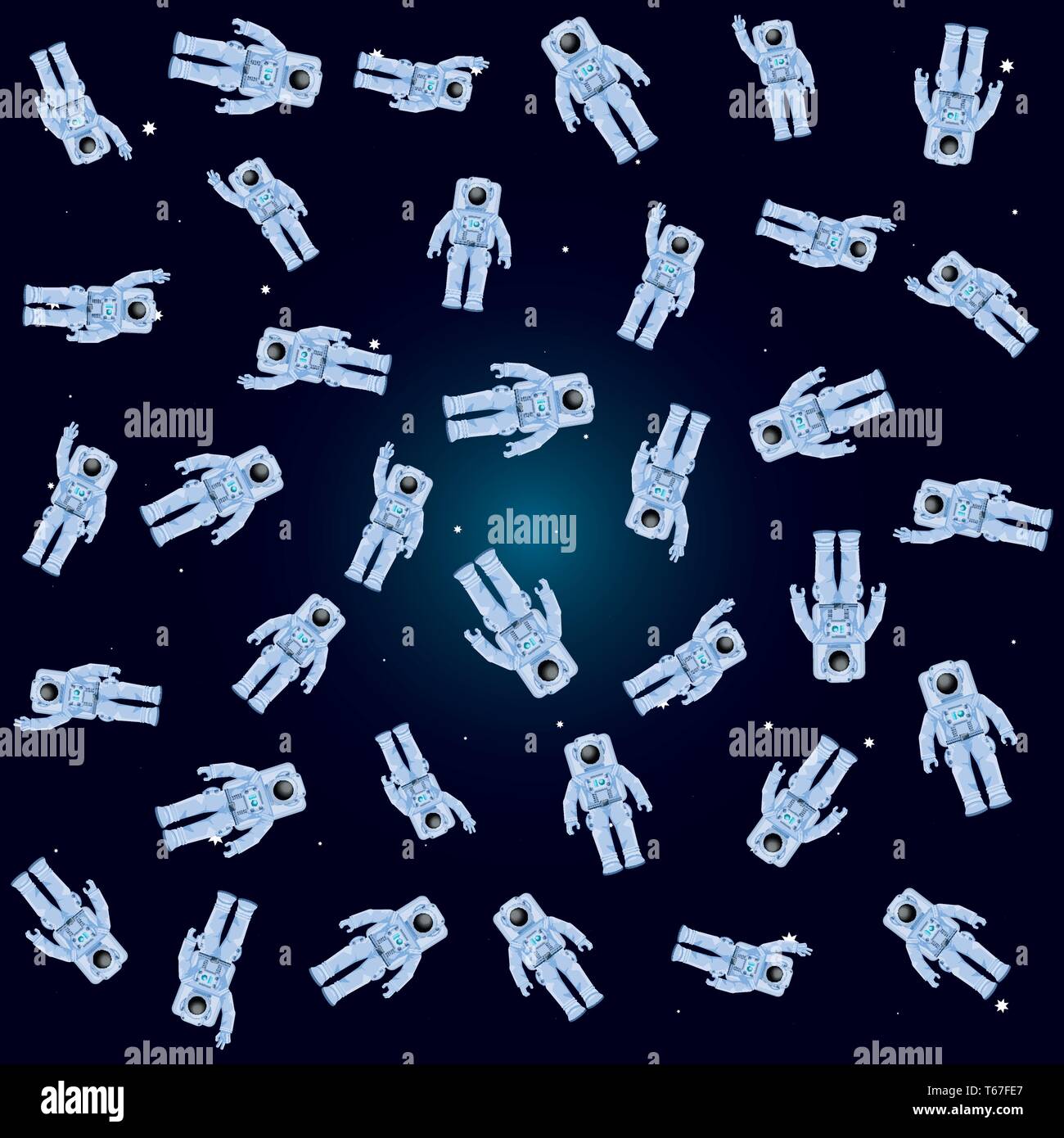 astronauts characters in space scene pattern vector illustration design ...