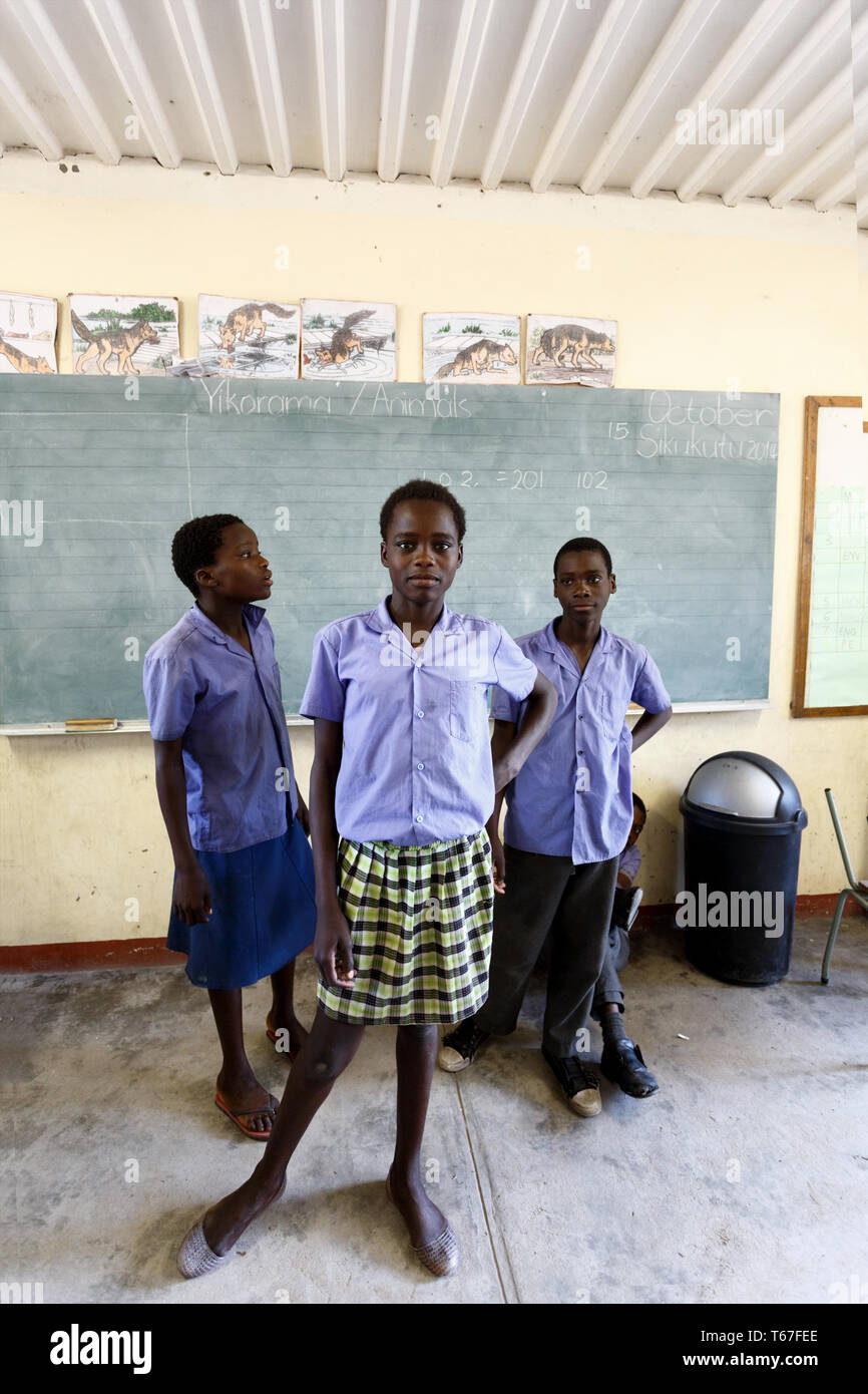 Happy Namibian school children waiting for a lesson Stock Photo - Alamy