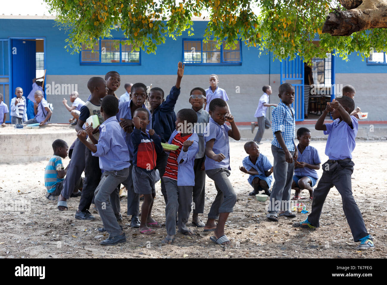 Happy Namibian school children waiting for a lesson Stock Photo - Alamy