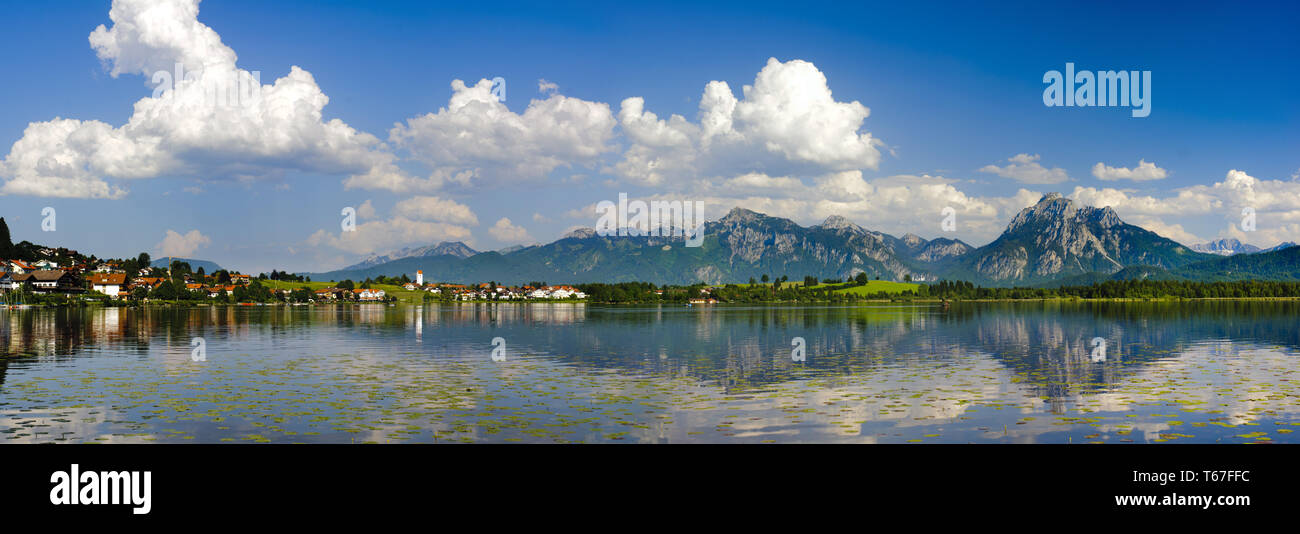 panorama landscape in Bavaria with lake Hopfensee Stock Photo - Alamy