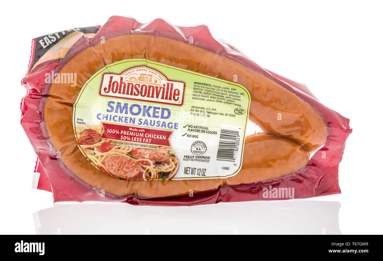 Winneconne, WI - 22 April 2019: A package of Johnsonville smoked ...