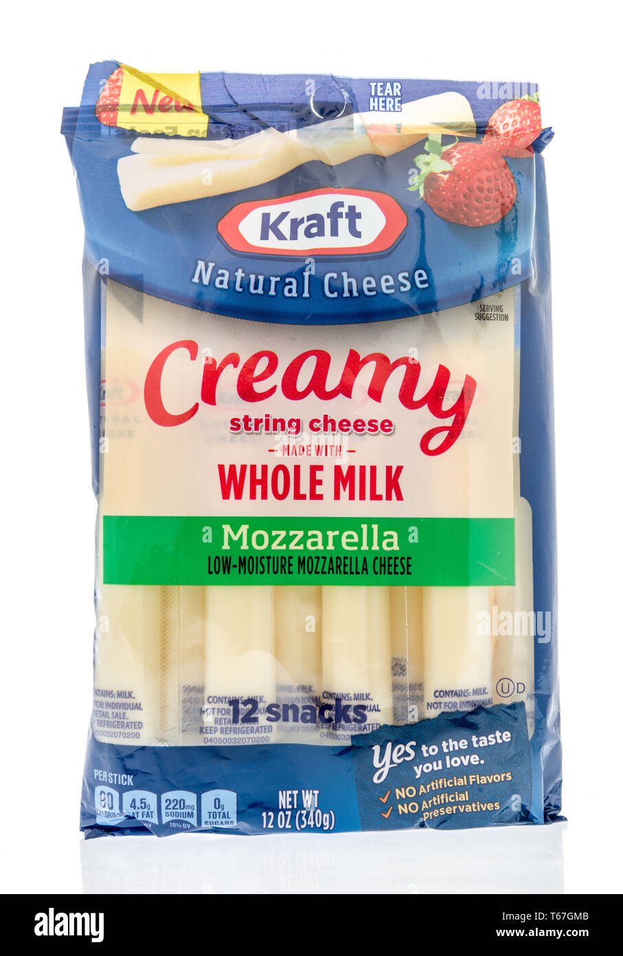 Winneconne, WI - 22 April 2019: A package of Kraft creamy whole milk ...