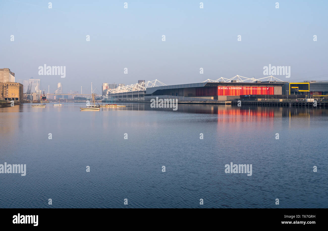 Excel conference center in London Docklands at sunrise Stock Photo - Alamy