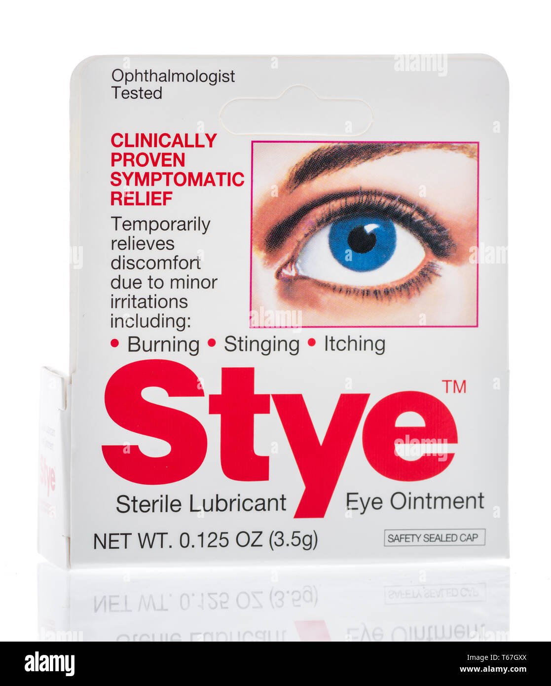 Winneconne, WI - 26 April 2019: A package of Stye sterile lubricant eye ...