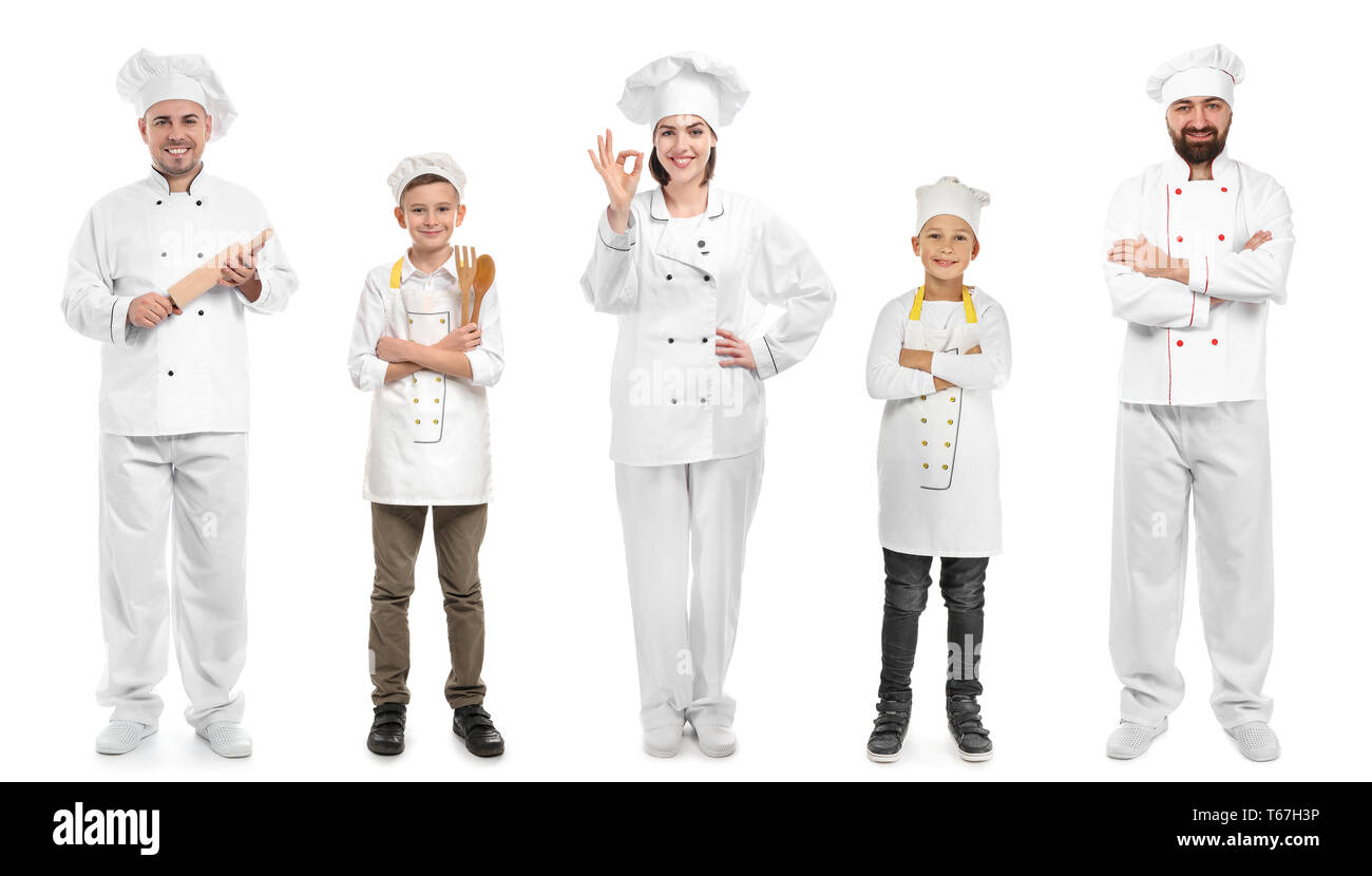 Group of chefs on white background Stock Photo - Alamy
