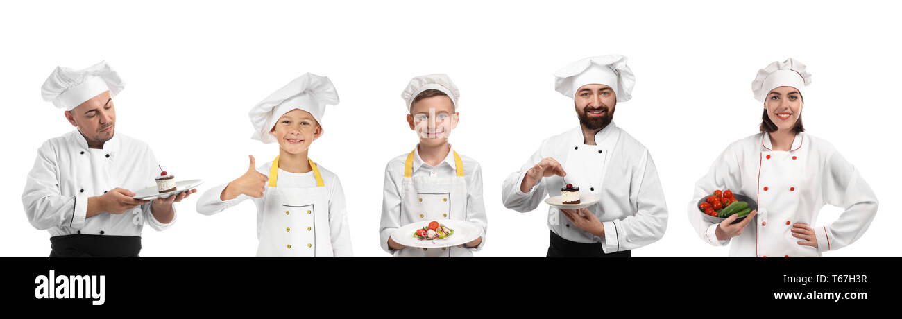 Group of chefs on white background Stock Photo - Alamy