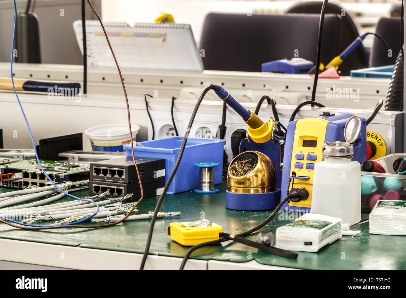 electronics equipment assembly workplace Stock Photo - Alamy