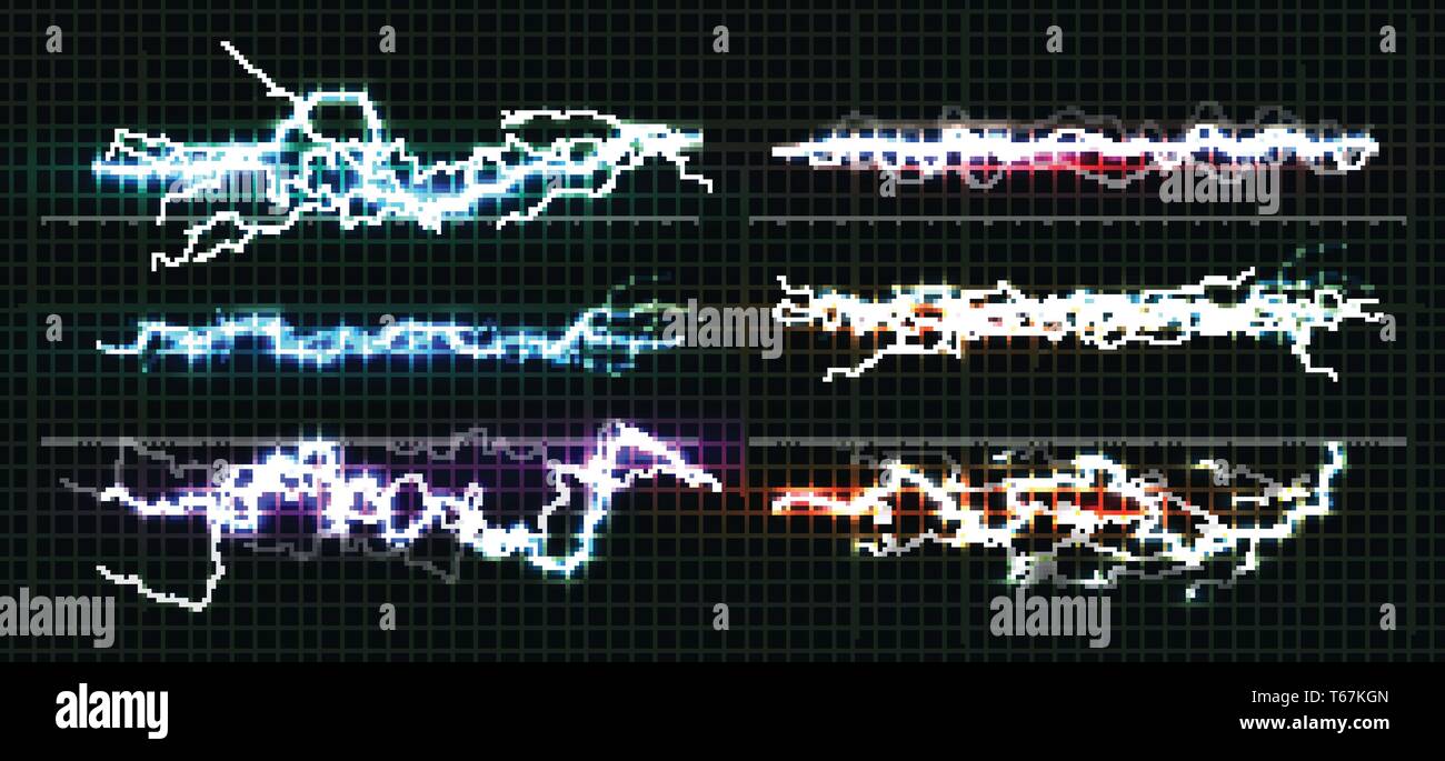 Lightning various colors set, glowing thunderbolt and brightning power ...