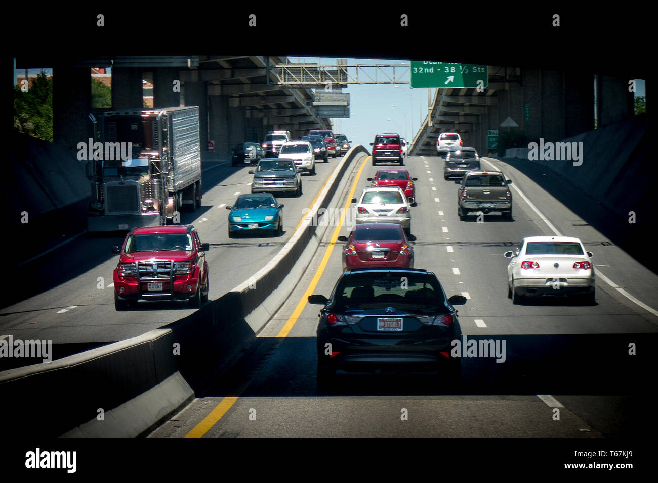 Motorway, or multi layered highway intersection, in Houston, Texas ...