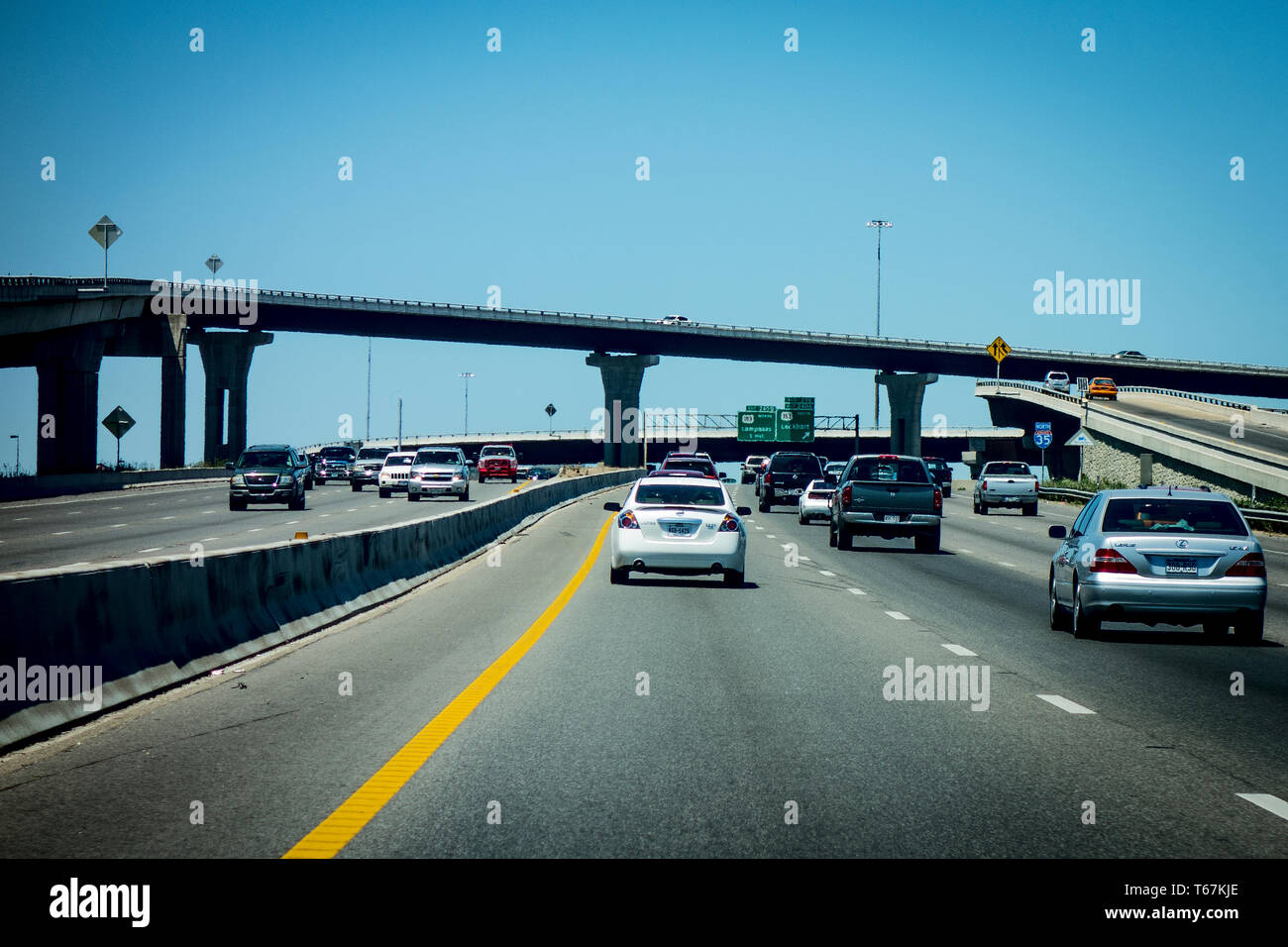 Motorway, or multi layered highway intersection, in Houston, Texas ...