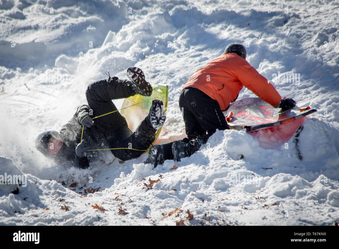 Kids playing in Central Park on a snowy Sunday Stock Photo - Alamy