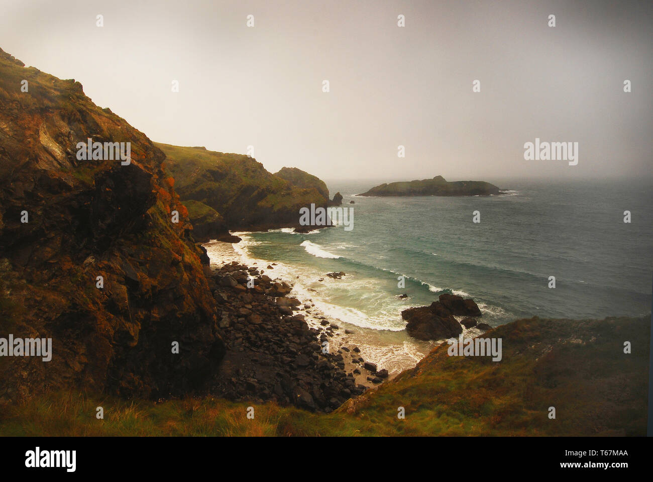 Sea and Cliffs in a Bay on the Cornish Coast, Cornwall, England Stock ...