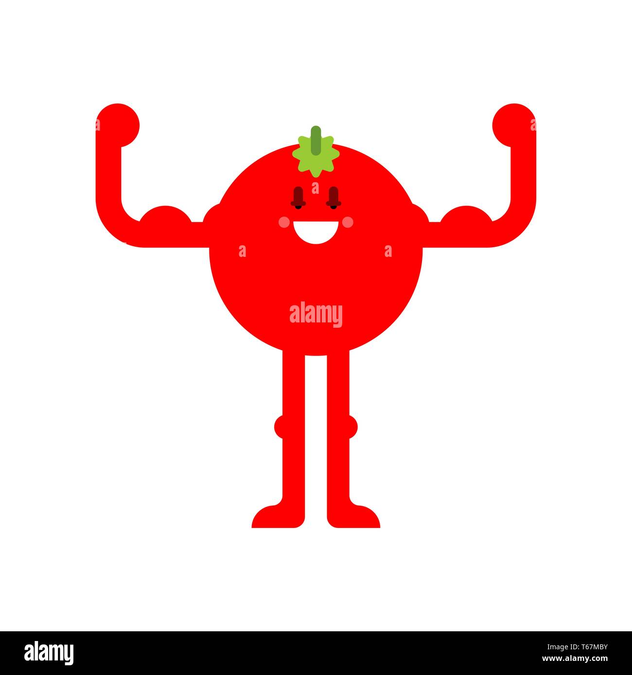 Strong Tomato. Powerful Vegetable. Healthy food. Vector cartoon ...