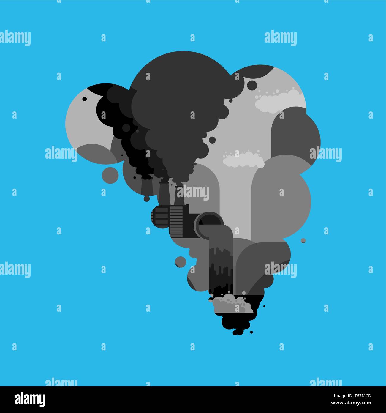 Silhouette Smoke Industrial landscape in its outlines. Factory and ...