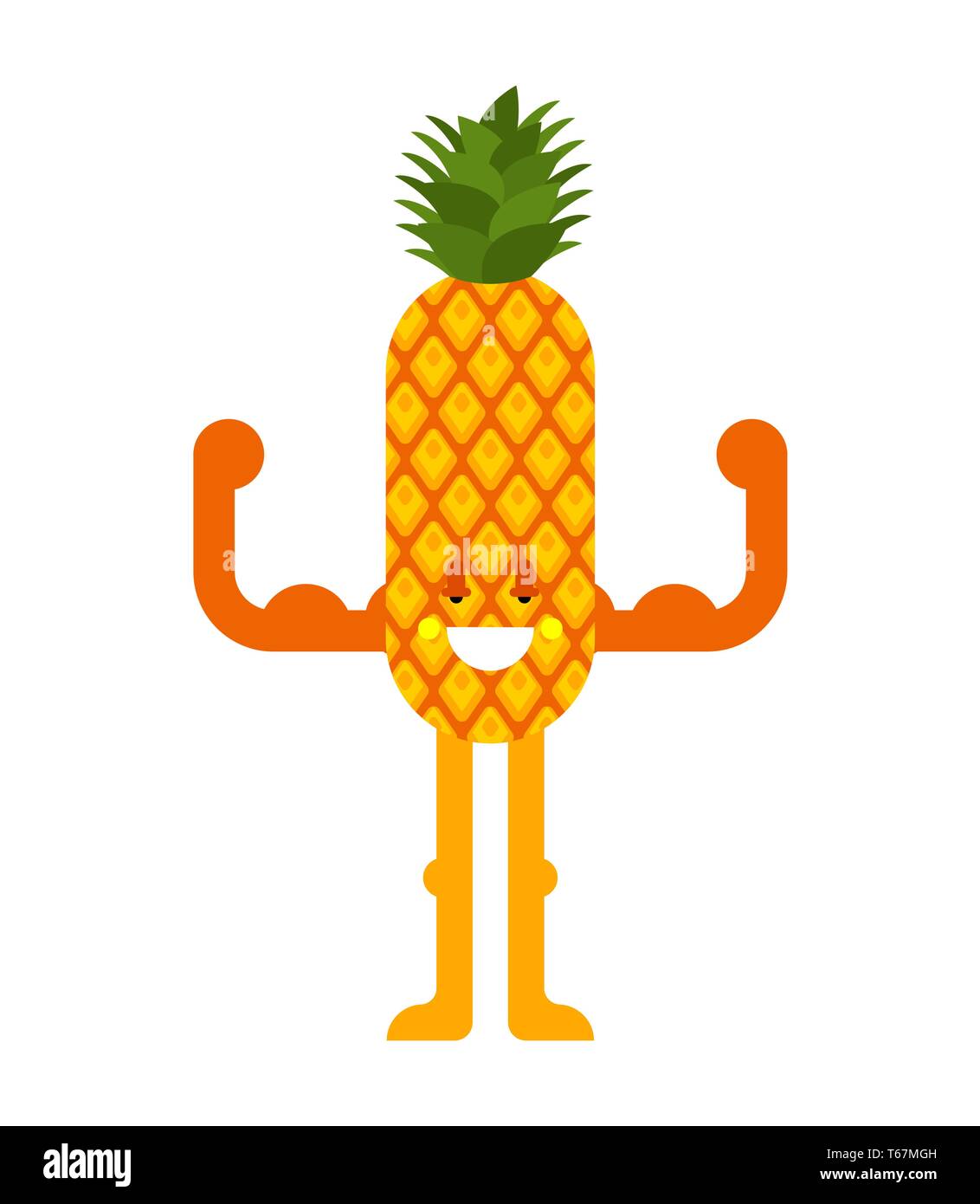 Strong Pineapple. Powerful fruit. Healthy food. Vector cartoon ...