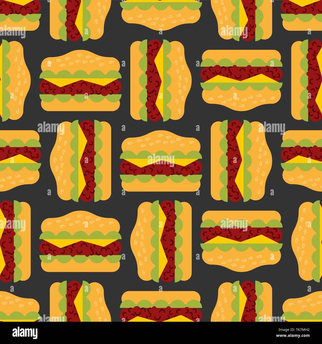 Hamburger pattern seamless. Burger background. Fast food ornament Stock ...