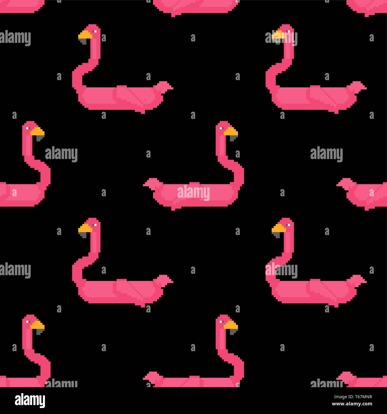 Inflatable Pink flamingo pixel art pattern seamless. Magic bird Toy for ...