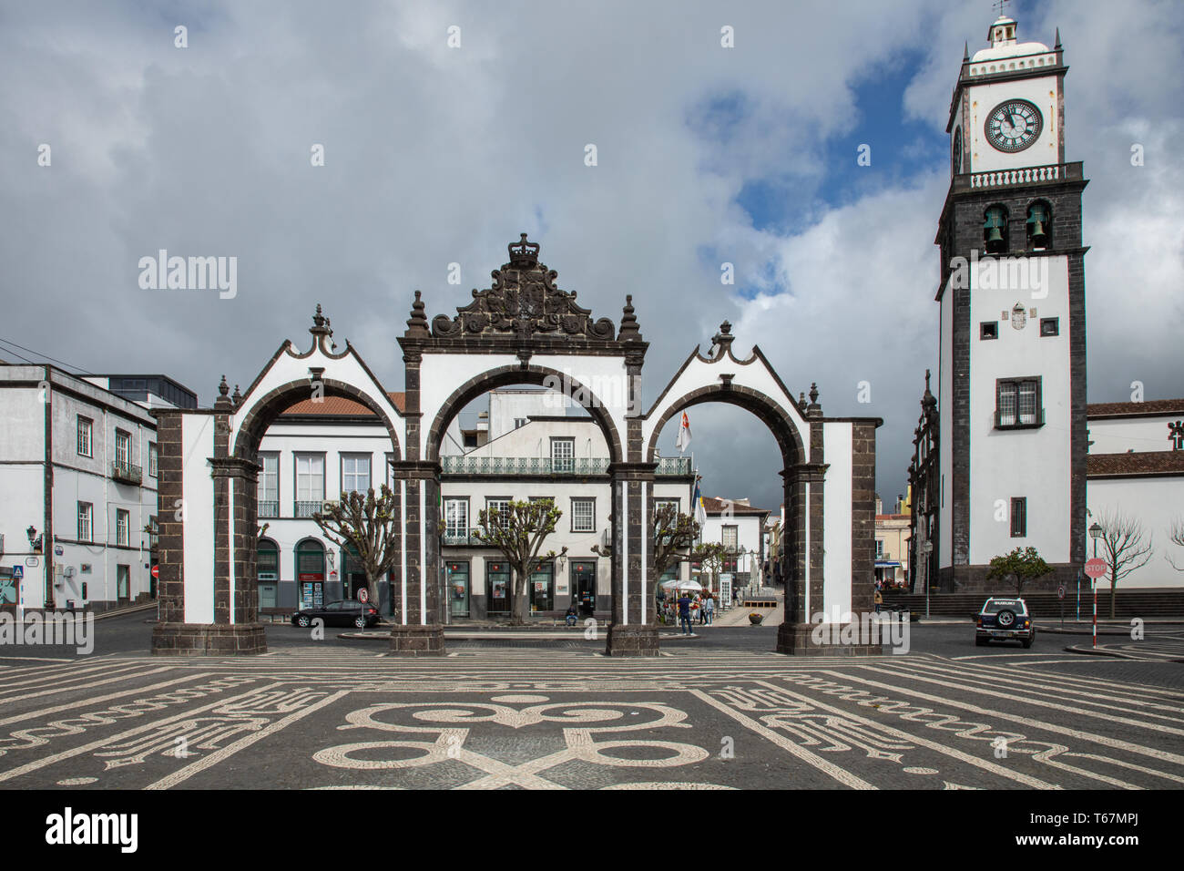 PONTA DELGADA, PORTUGAL - APRIL 06, 2019: The historical entrance ...
