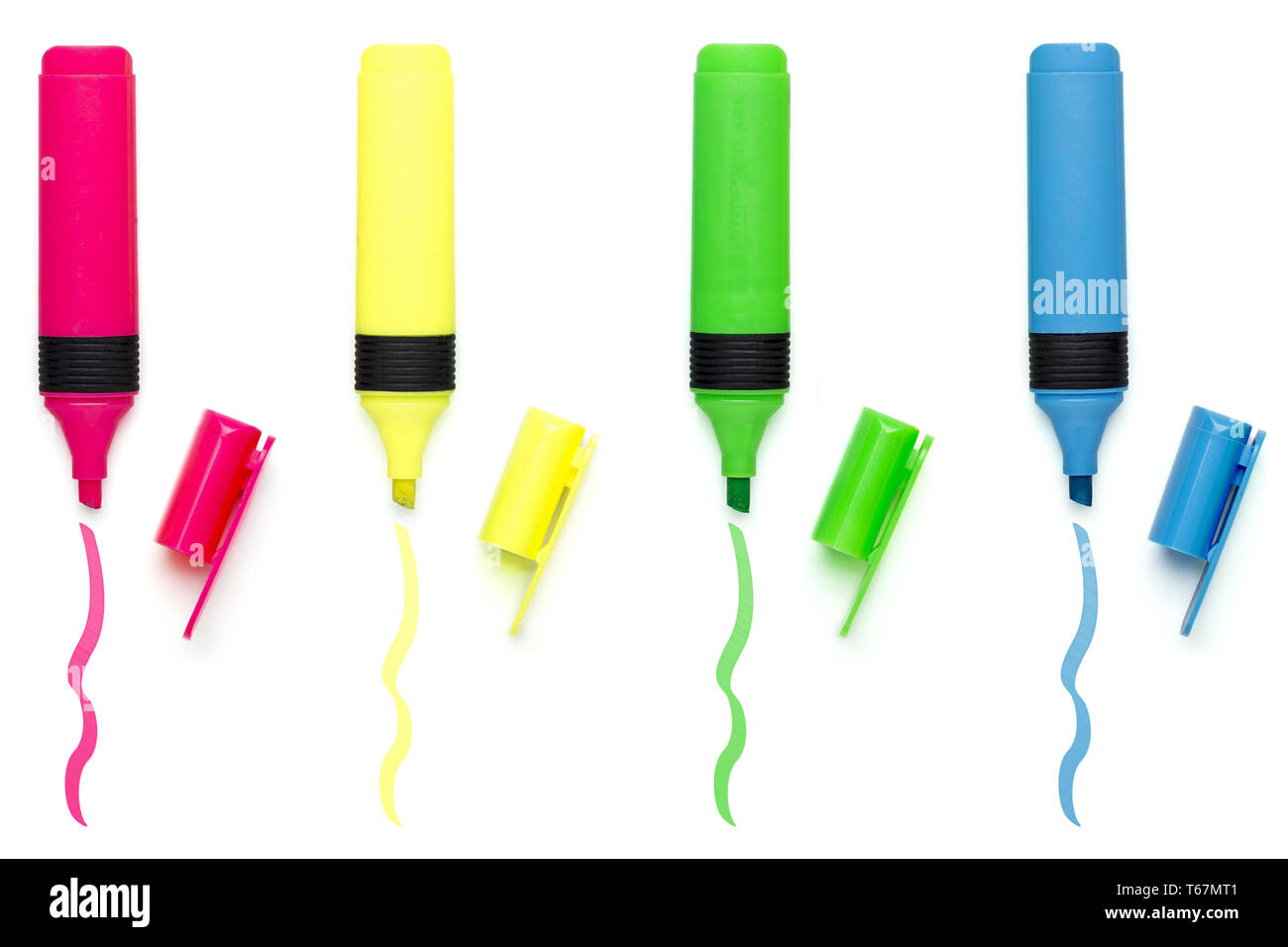 set of different colored marker, isolated on white Stock Photo - Alamy