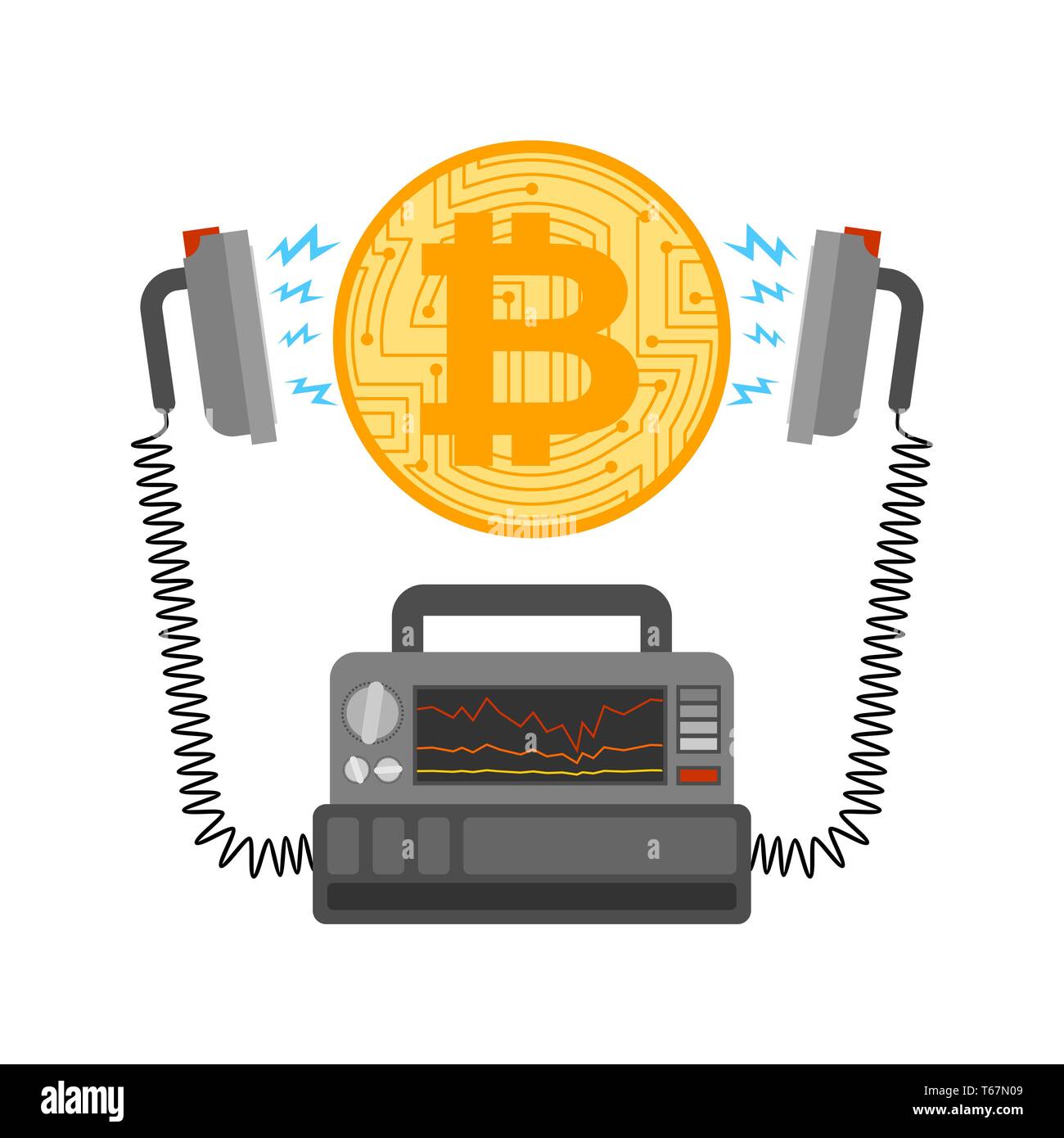 Defibrillator and Bitcoin. Cryptocurrency launch. Medical device ...