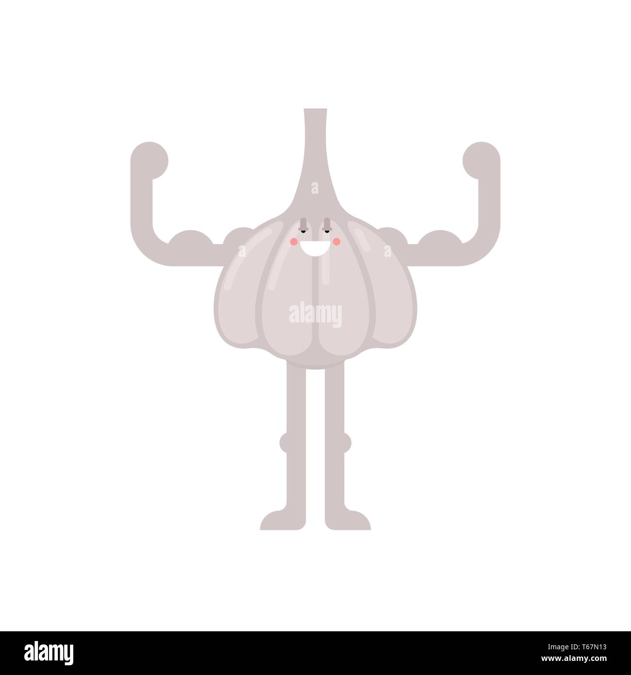 Strong Garlic. Powerful Vegetable. Healthy food. Vector cartoon ...