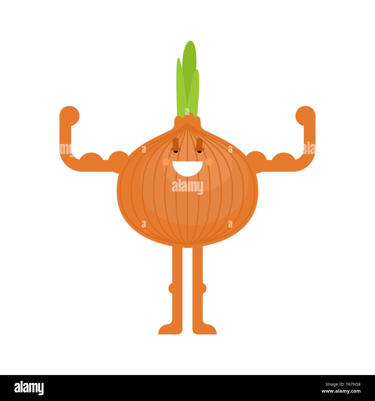 Strong onion. Powerful Vegetable. Healthy food. Vector cartoon ...