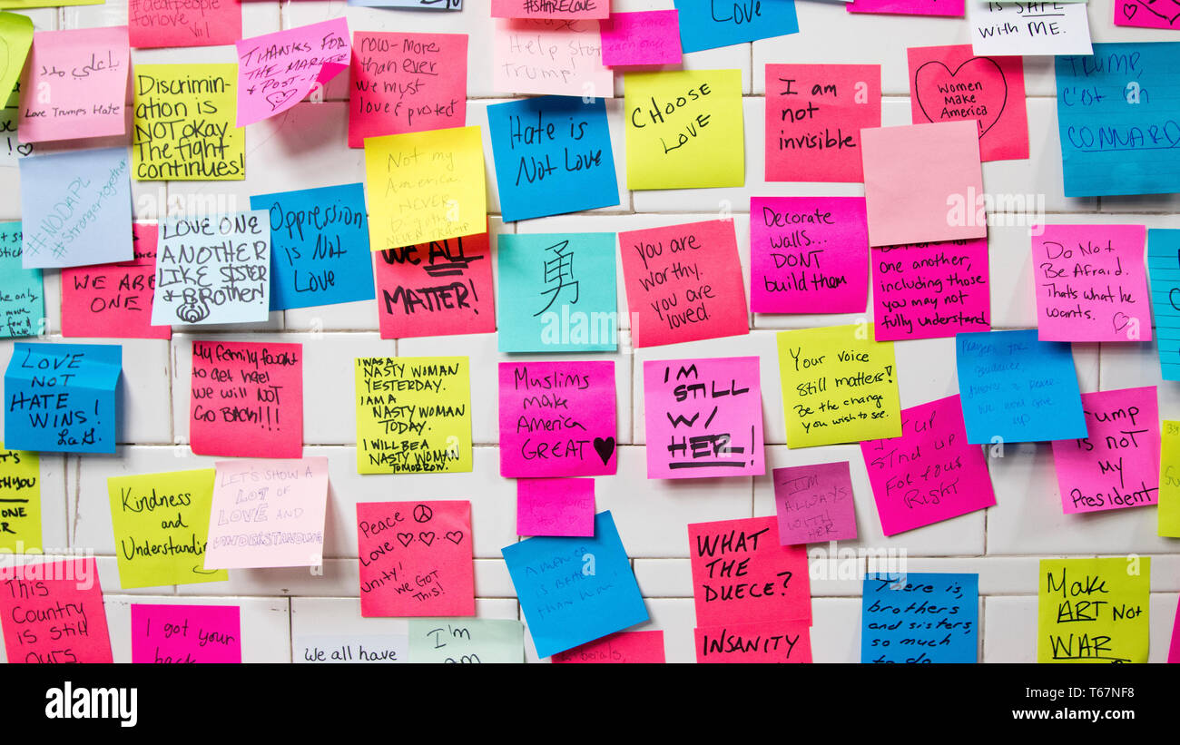 Subway sentiment - Artist Levee handed out post-it notes to people on ...