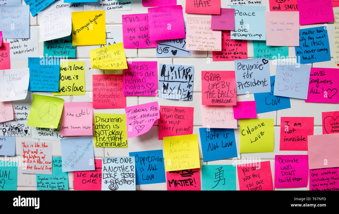 Subway sentiment - Artist Levee handed out post-it notes to people on ...