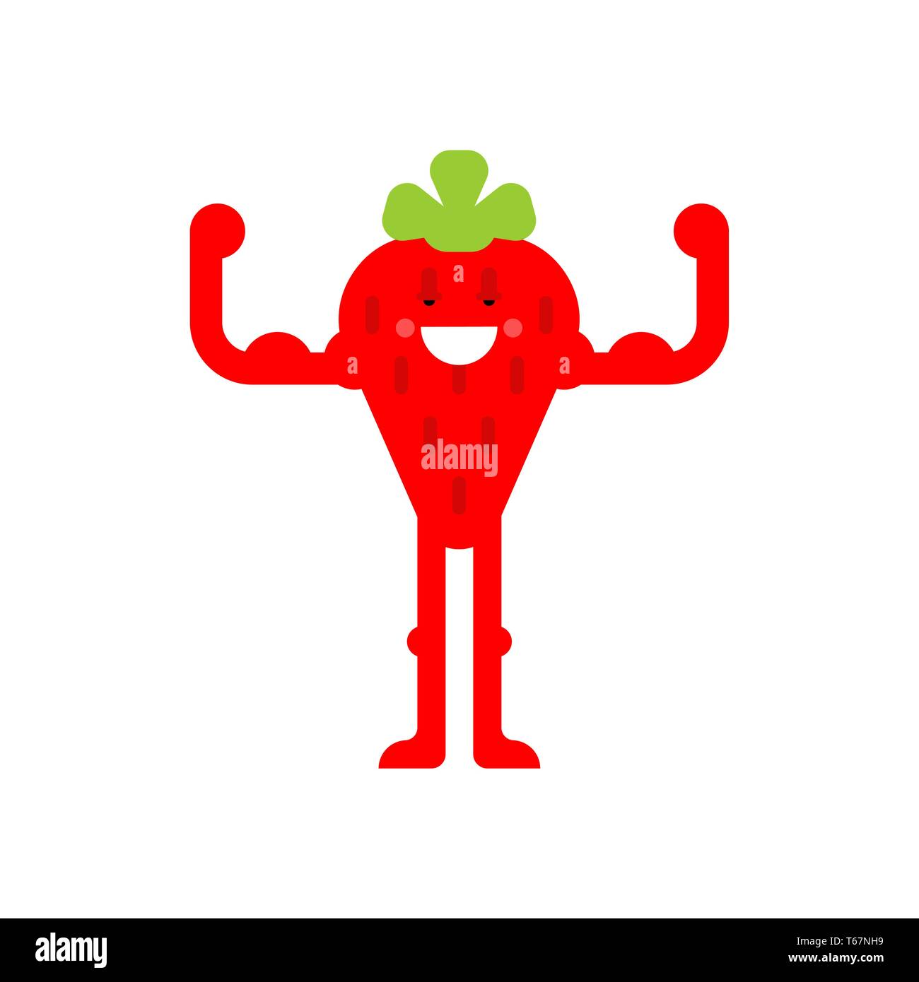 Strong strawberry. Powerful fruit. Healthy food. Vector cartoon ...