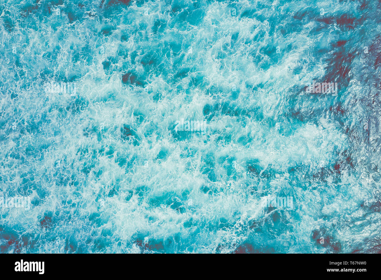 Aerial view to ocean waves. Blue water background. Photo made from ...