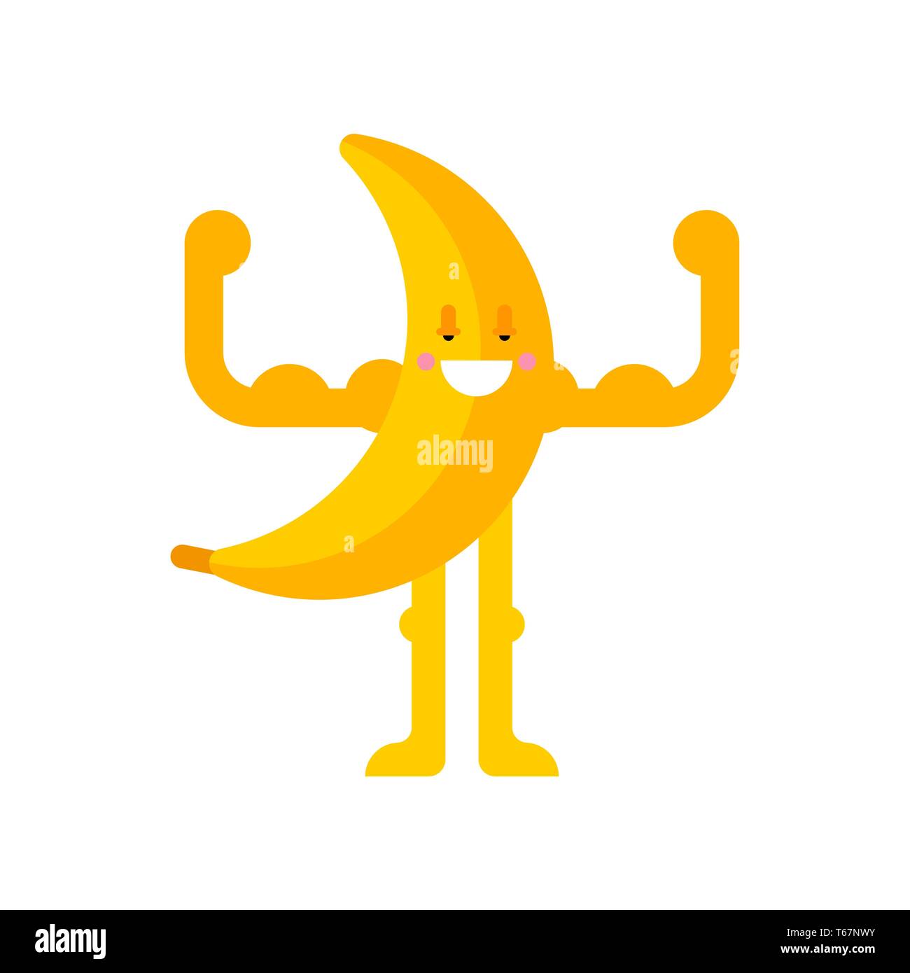 Strong Banana. Powerful Vegetable. Healthy food. Vector cartoon ...