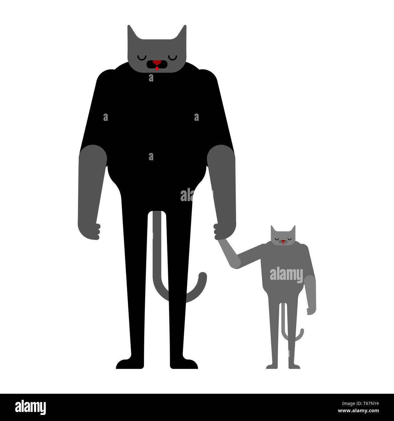 Cat and kitten. Father and son. Dad pet and child. Father's day Cartoon ...