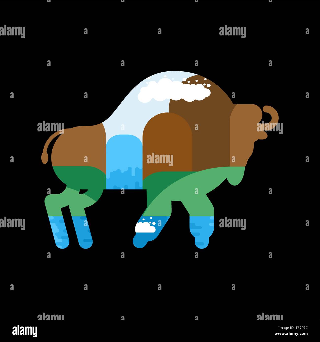 Sketch cow in landscape Stock Vector Images - Alamy