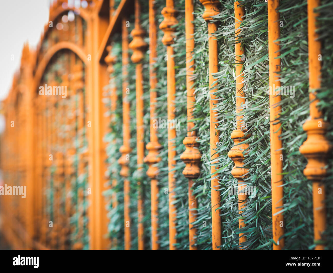Urban detail - metal fence of a building Stock Photo - Alamy