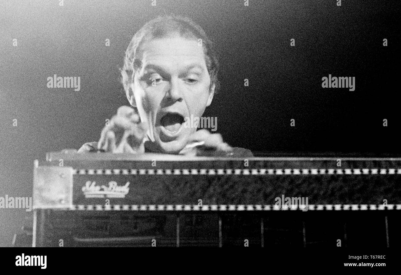 Rusty Young of Poco performs on stage in 1974 in Amsterdam, Netherlands ...