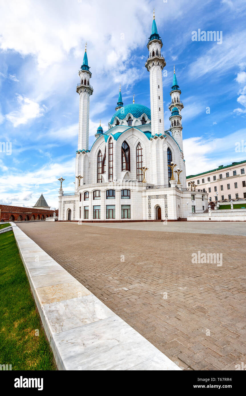 Famous Kul Sharif mosque in Kazan Kremlin against the blue sky Stock ...
