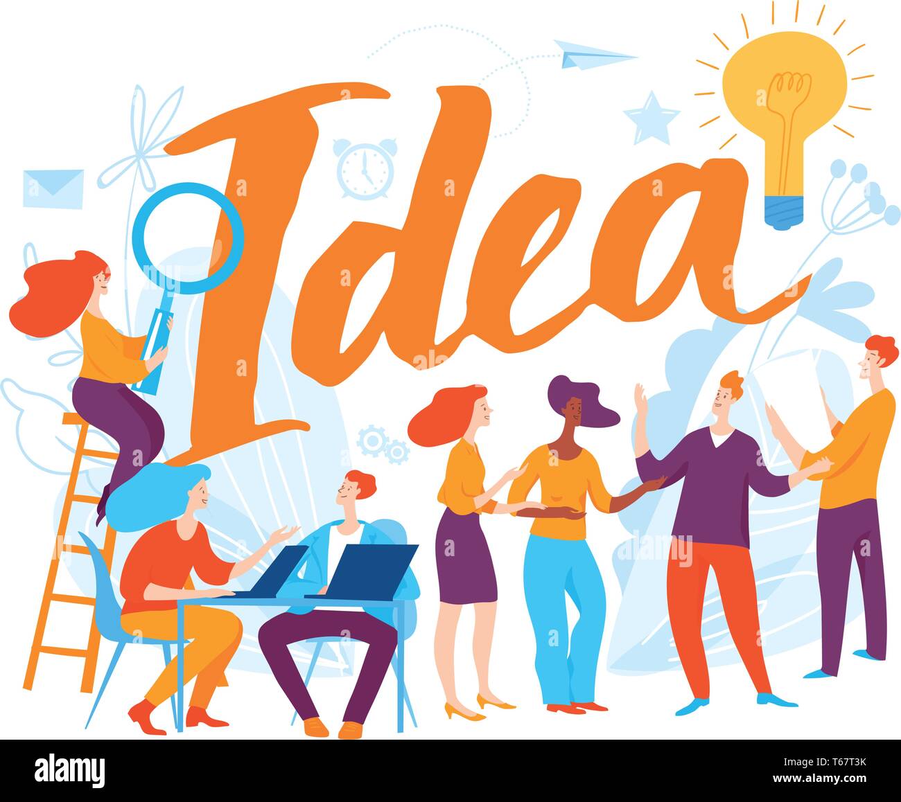 Vector concept business idea illustration with cartoon working people ...