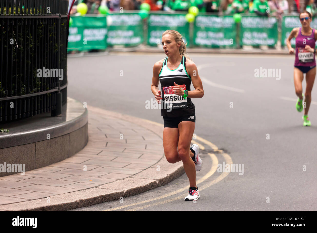 Emily Sisson (USA), competing in the Elite Women's 2019 London Marathon ...