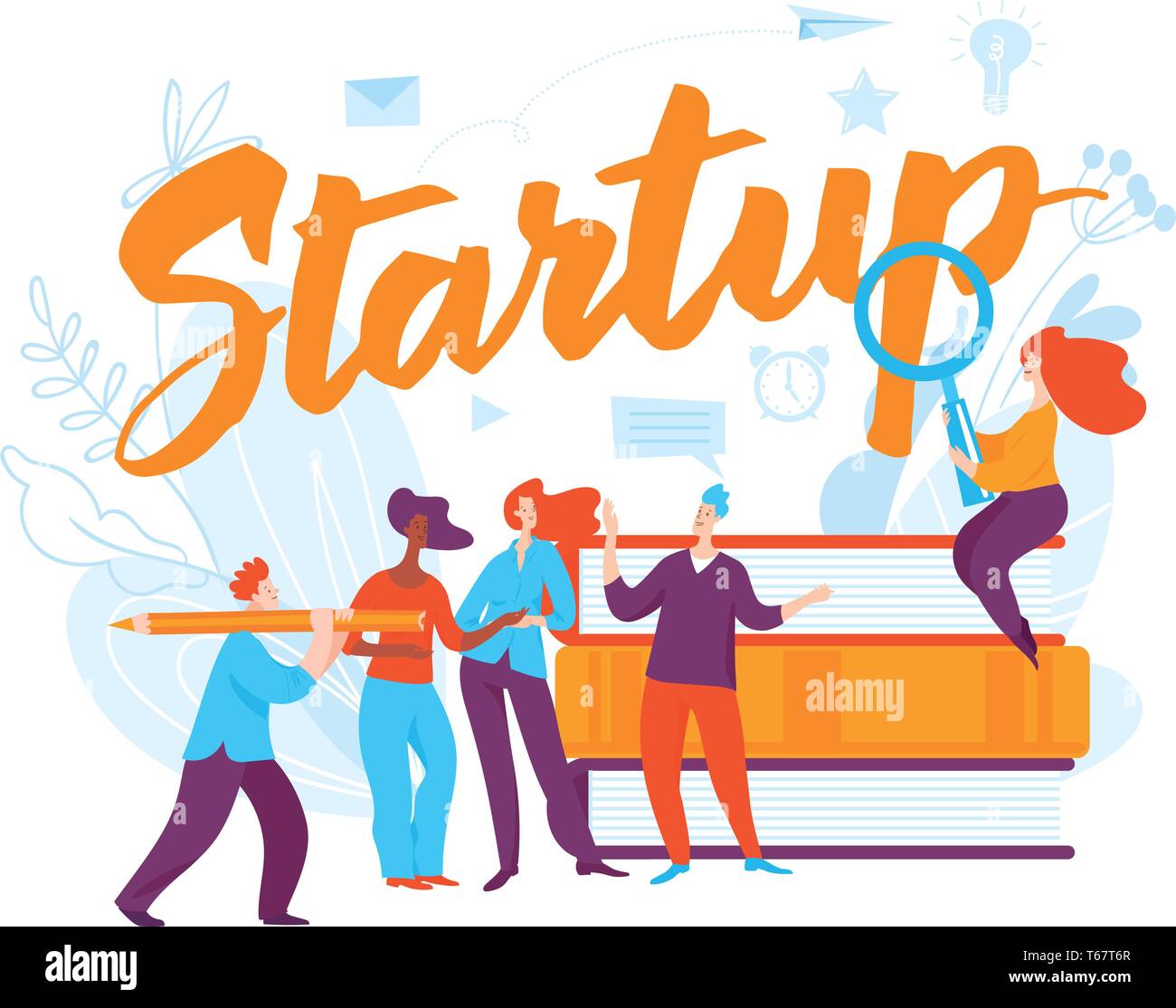 Vector concept business illustration with cartoon working people ...