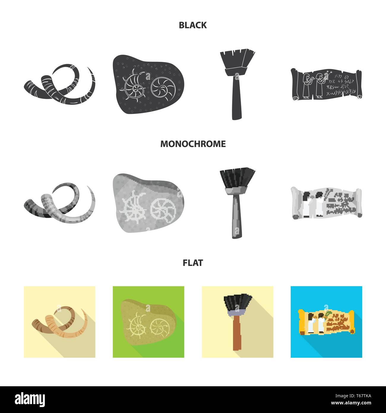 horn,rock,brush,scroll,tusk,black,tool,papyrus,mammoth,figure,equipment ...
