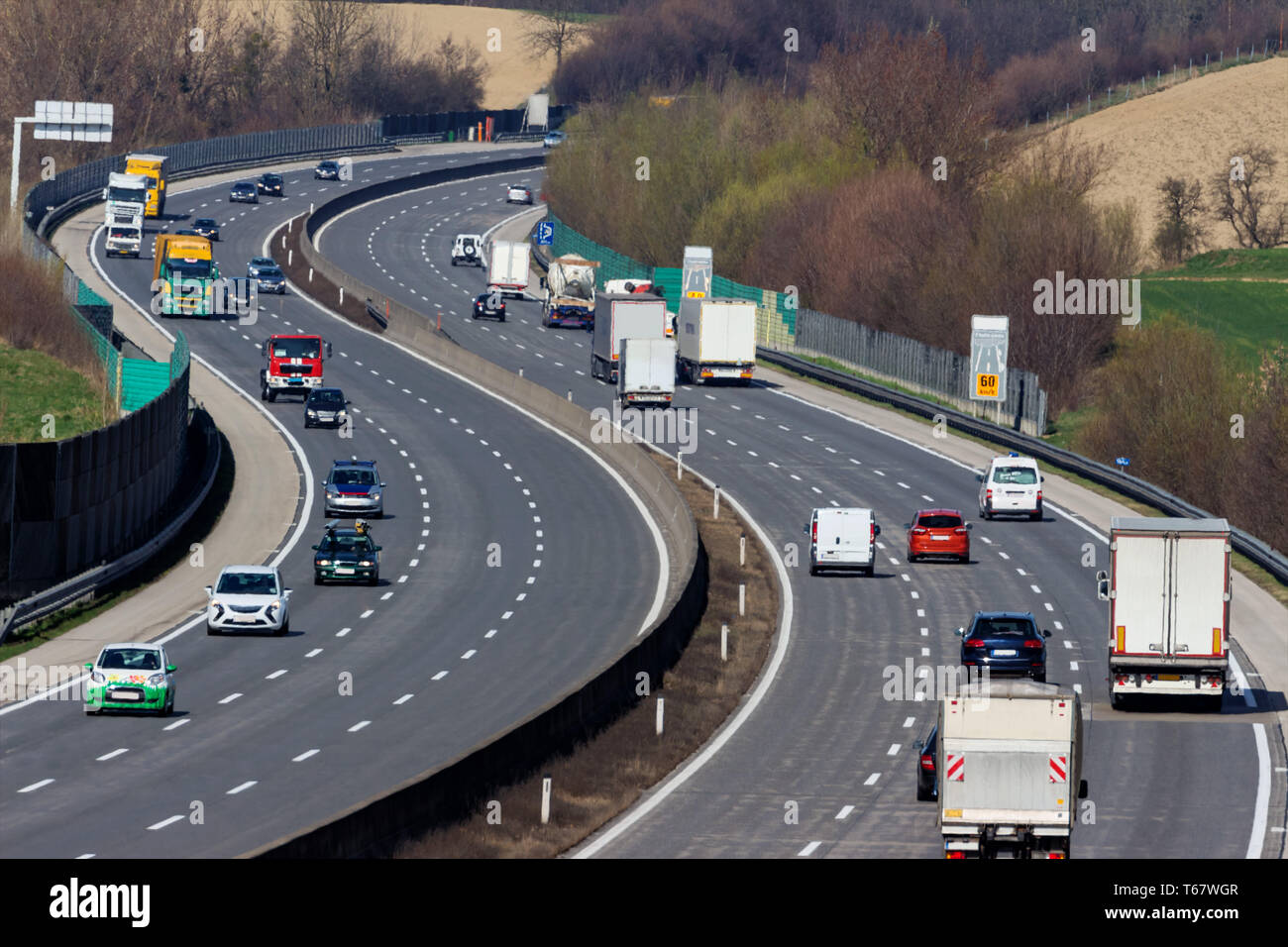 Traffic on a typical German Autobahn, Germany Stock Photo - Alamy