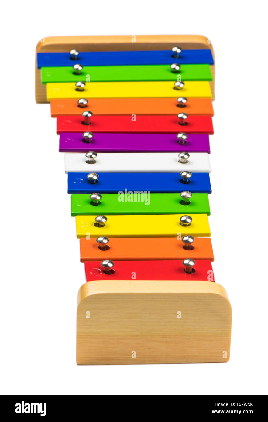 Rainbow Colored Wooden Xylophone Isolated on White Background Stock ...