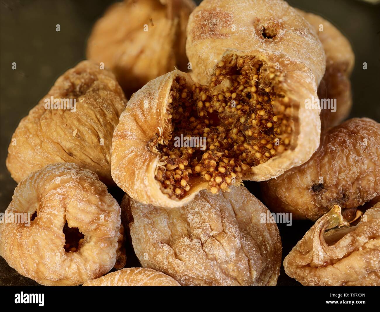 Very close up food photograph of figs showing seeds and texture Stock ...