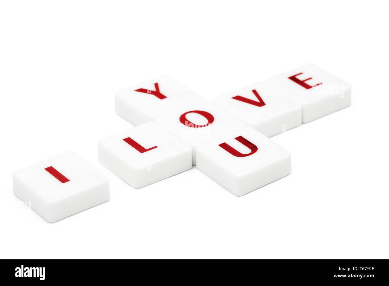 Scrabble letters spelling I love you isolated on white Stock Photo - Alamy