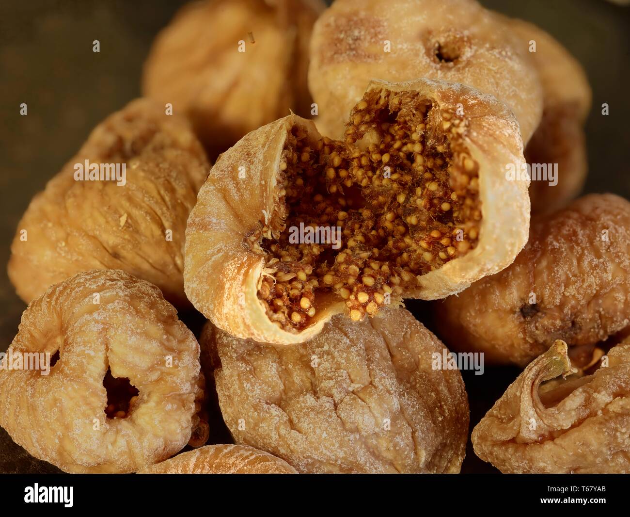 Very close up food photograph of figs showing seeds and texture Stock ...