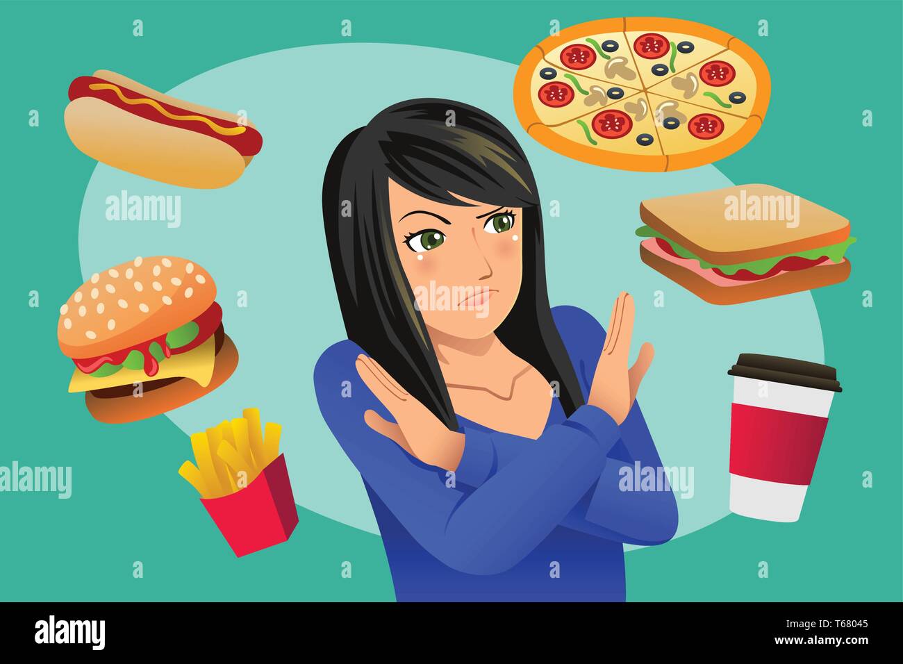 Refusing food woman Stock Vector Images - Alamy